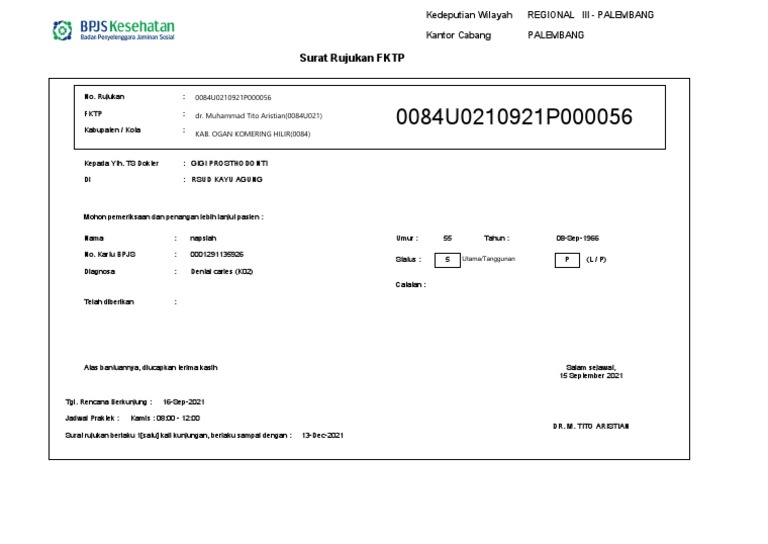 Rujukan Ny. Napsiah Poli Gigi RSUD | PDF