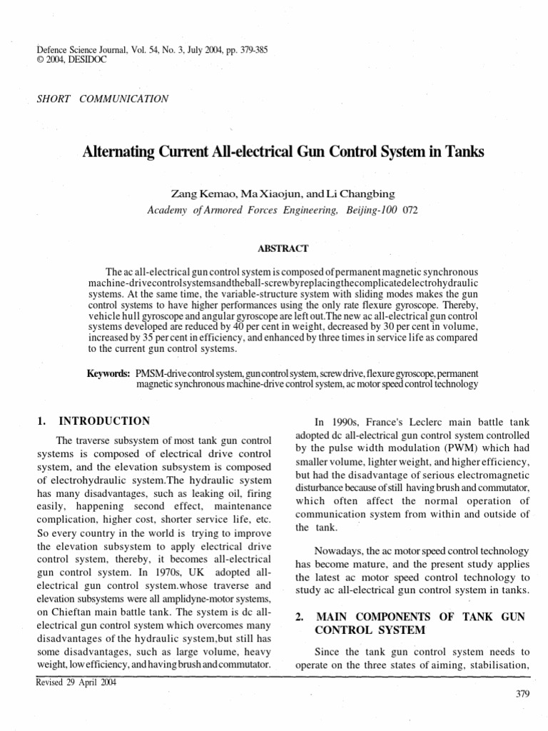 Alternating Current All-Electrical Gun Control System in Tanks (119KB ...