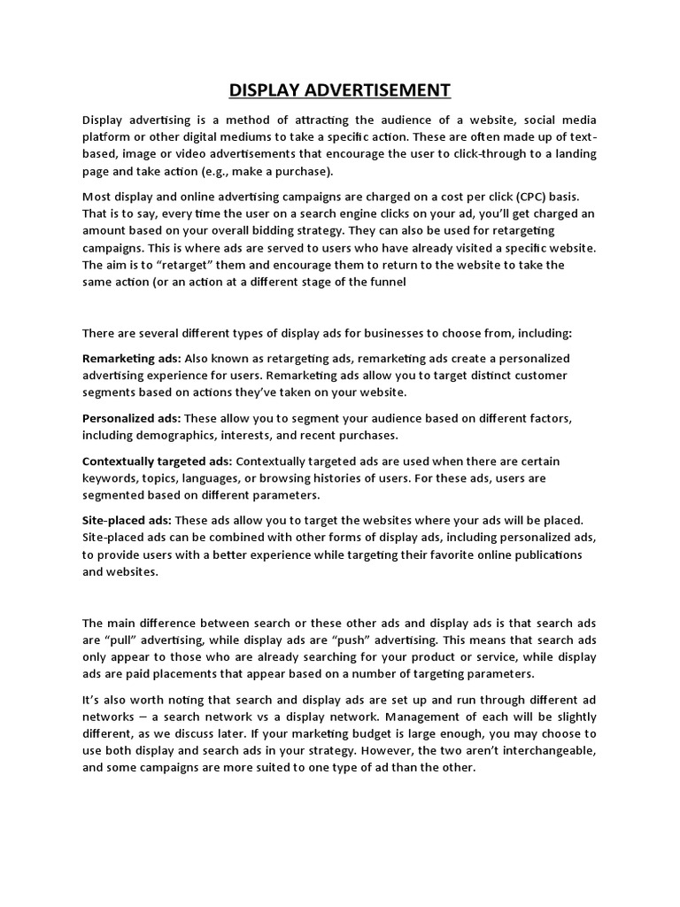 Display Advertisement | PDF | Online Advertising | Advertising