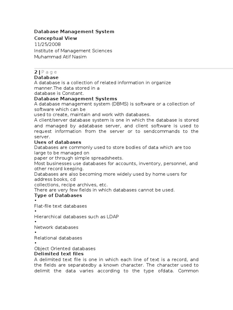 Mis Database Management System Pdf Databases Relational Database