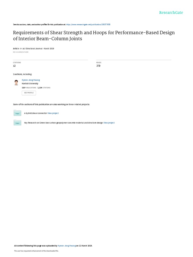 Requirements of Shear Strength and Hoops For Performance-Based Design ...