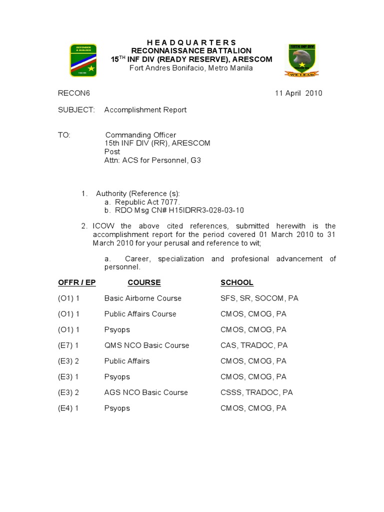 Accomplishment Report | PDF