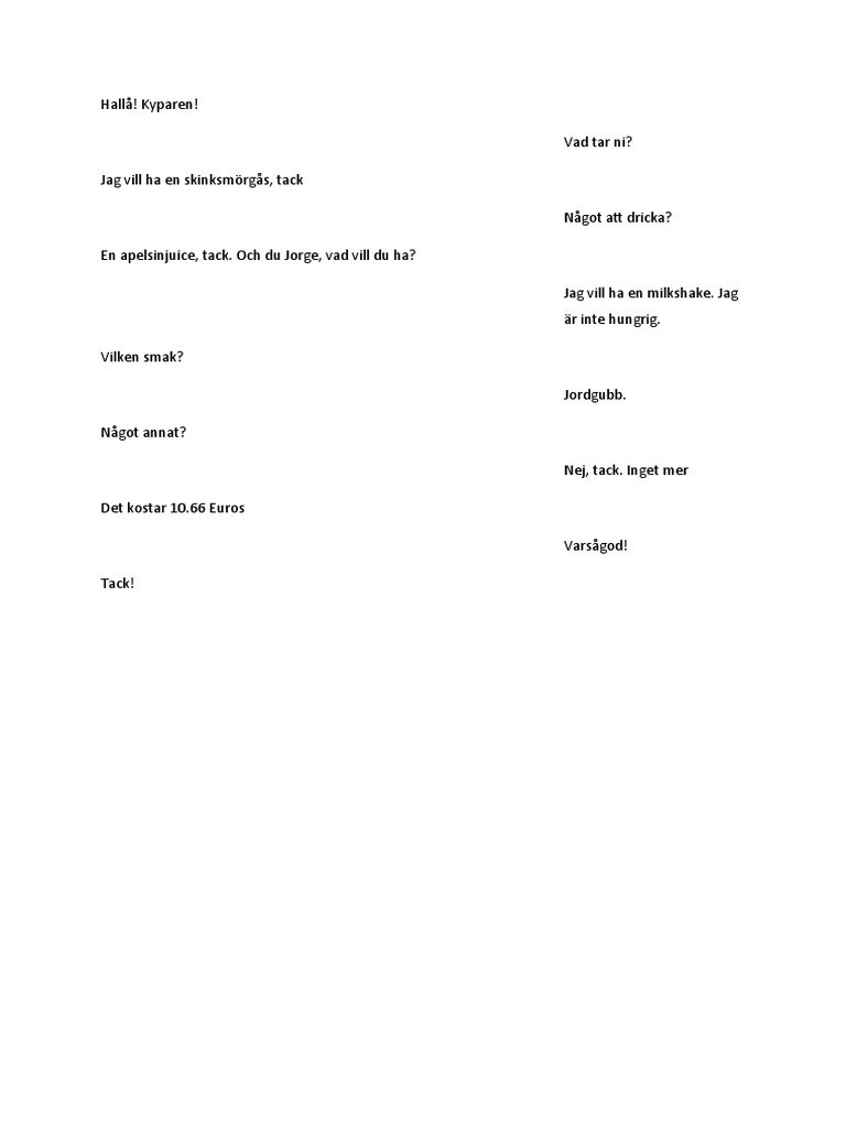 En La Cafeteria Dialog PDF