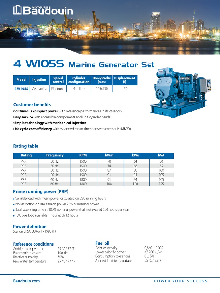 4 W105S Marine Generator Set: Technical Specifications and Performance ...