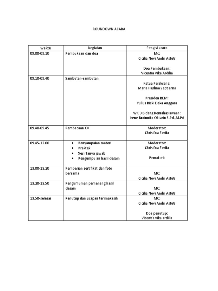 Rundown Acara Seminar Desain | PDF