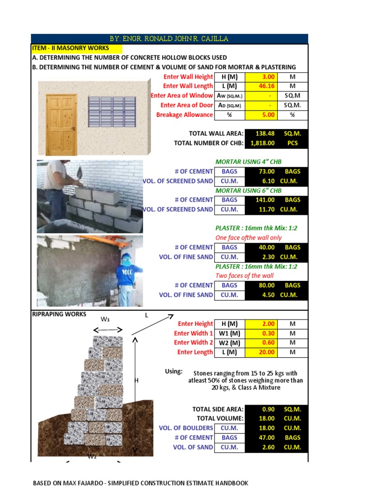 Construction Estimate Calculator Guide | PDF | Stairs | Concrete