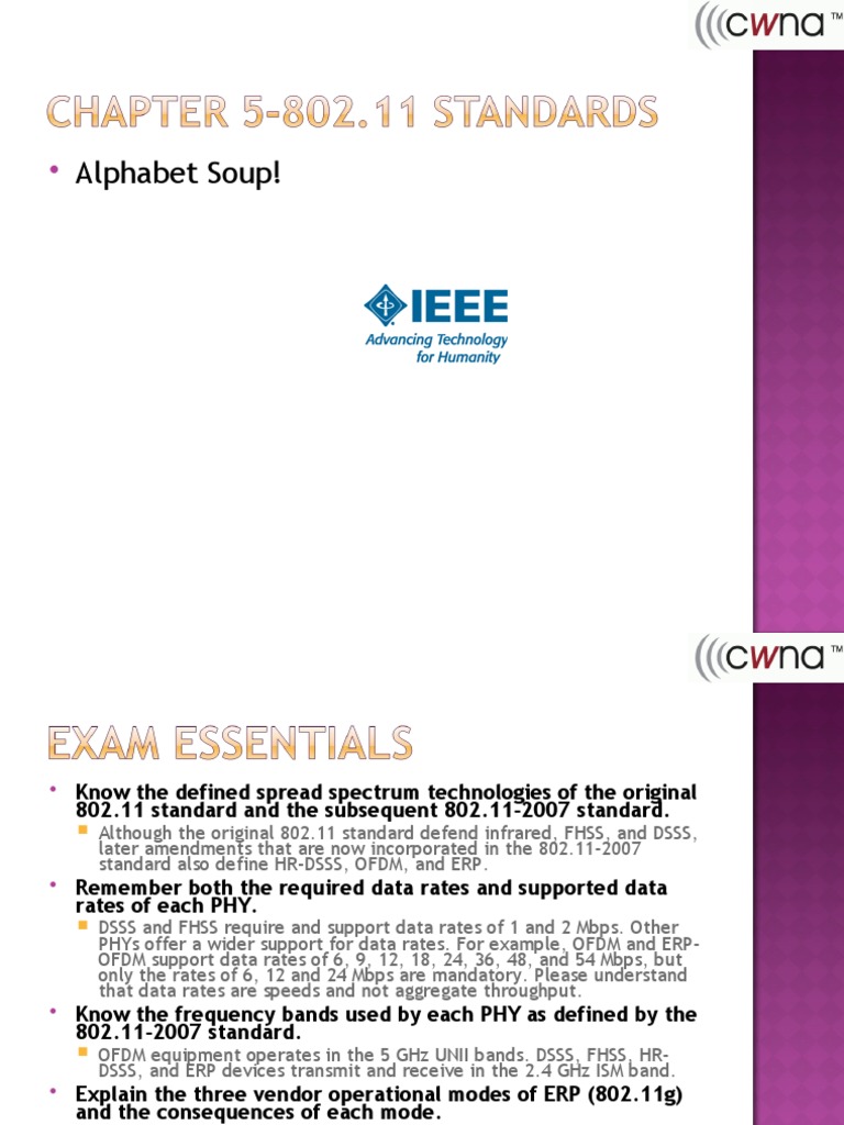 CWNA Chapter5 | PDF | Ieee 802.11 | Wi Fi