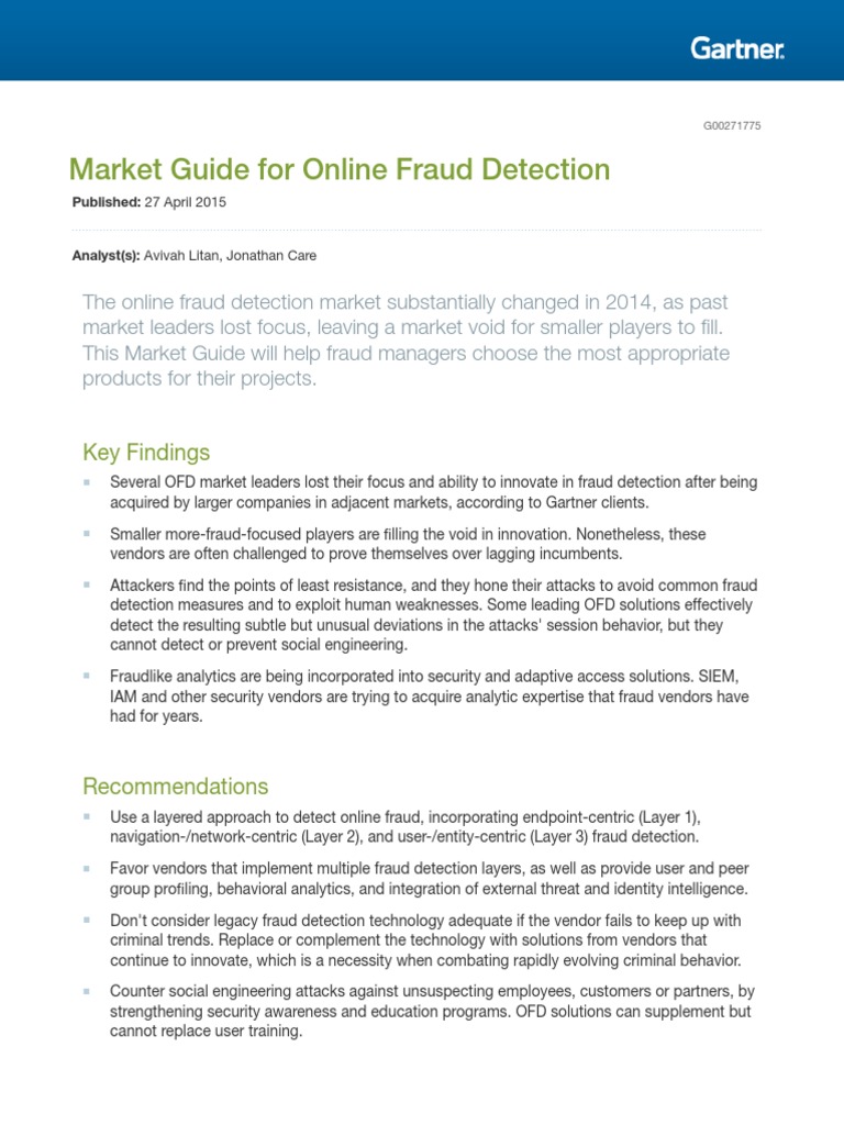 Market Guide For Online Fraud Detection - April 2015 | PDF ... Market Guide For Online Fraud Detection - April 2015 | PDF ...