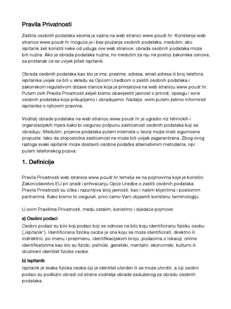 Pravila Privatnosti | PDF