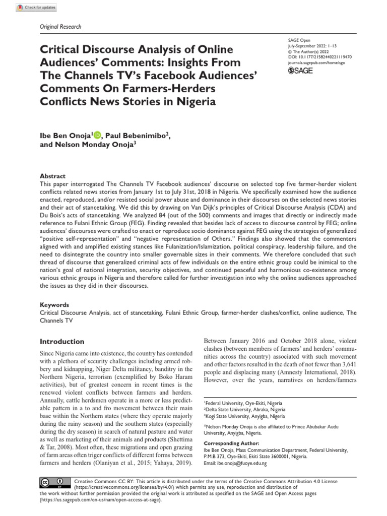 Critical Discourse Analysis of Online Audiences' Comments: Insights ...
