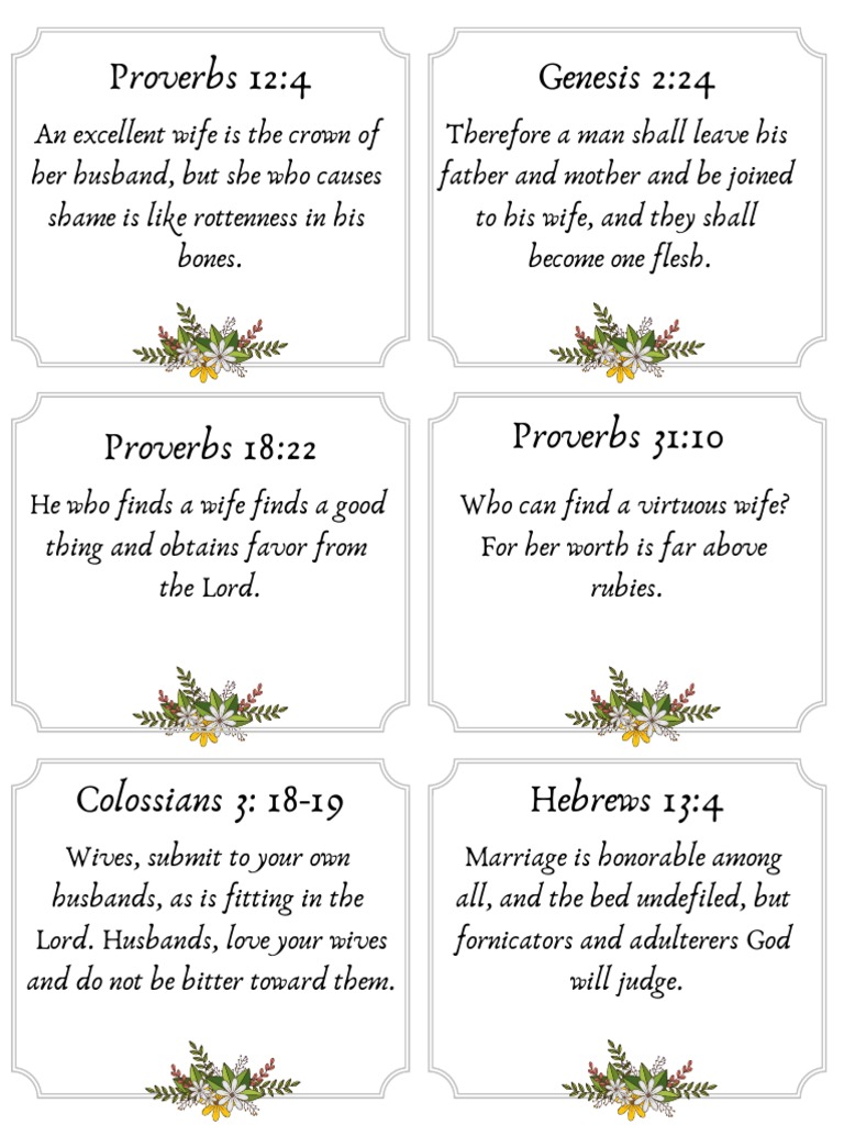 Bible Verses About Marriage Free Printable | PDF