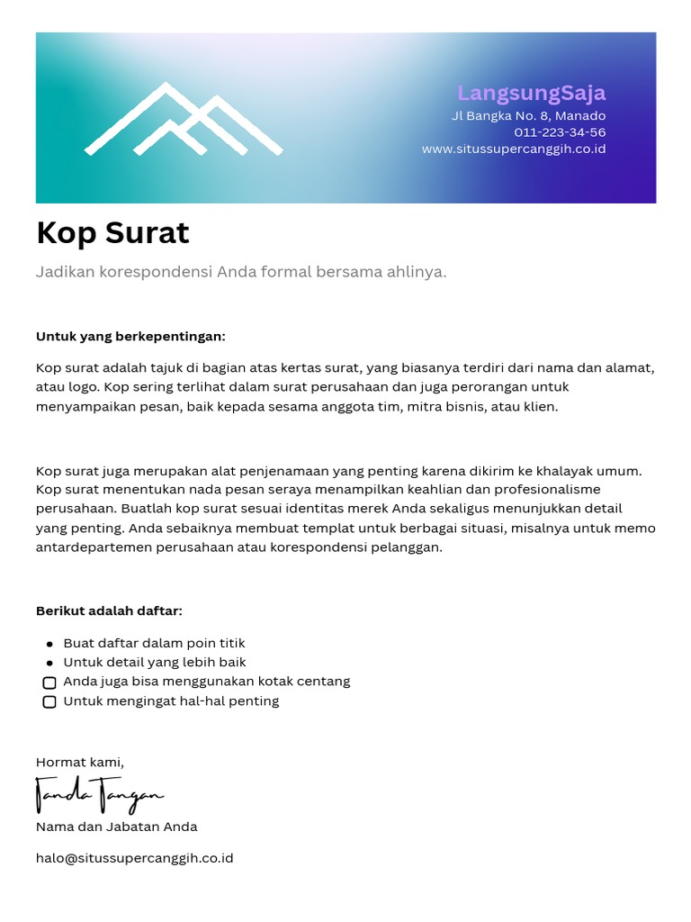 Panduan Membuat Kop Surat Profesional | PDF
