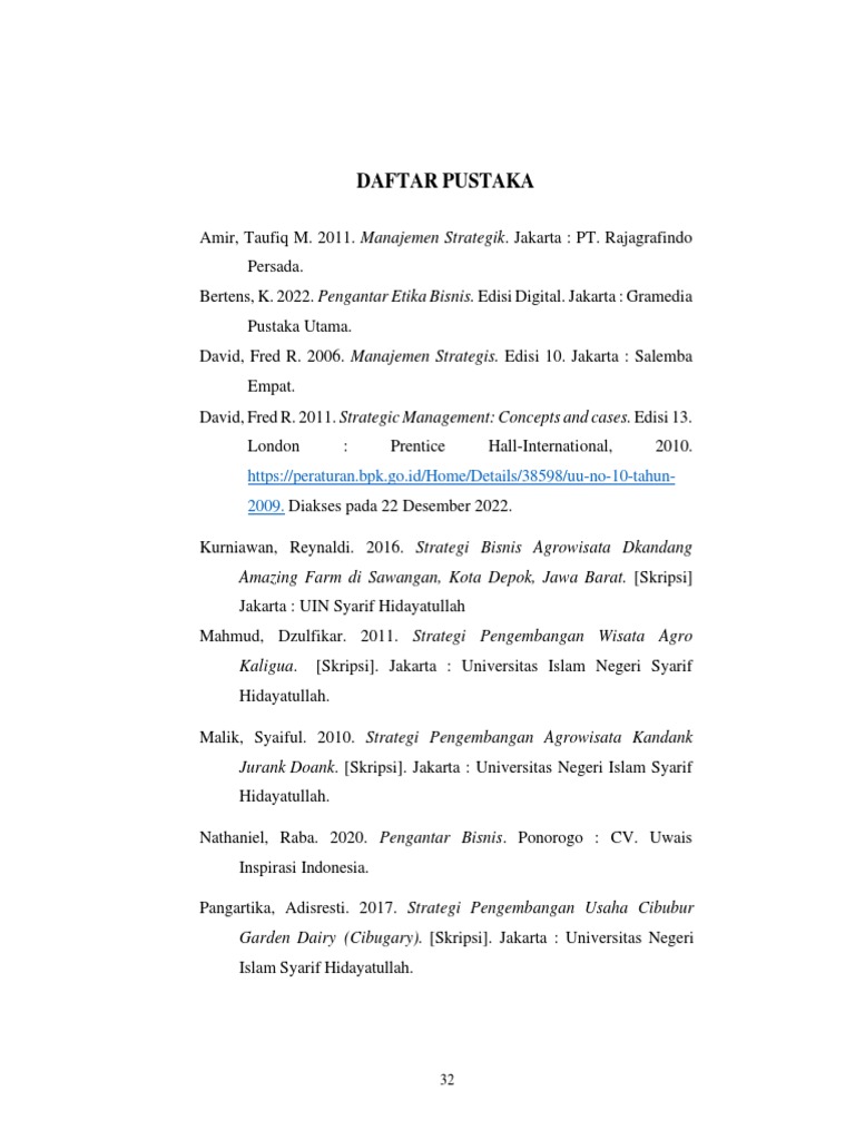 Daftar Pustaka Strategi dan Agrowisata | PDF