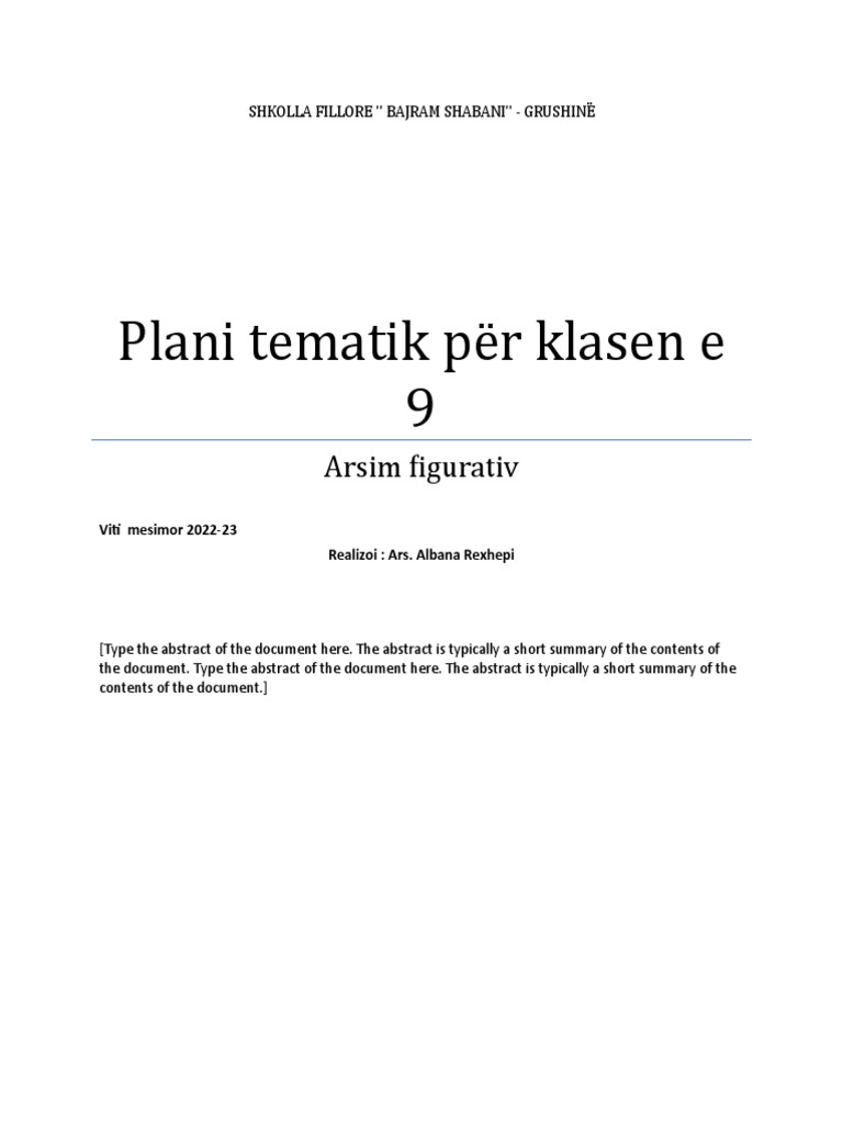 Plani Tematik 9 | PDF