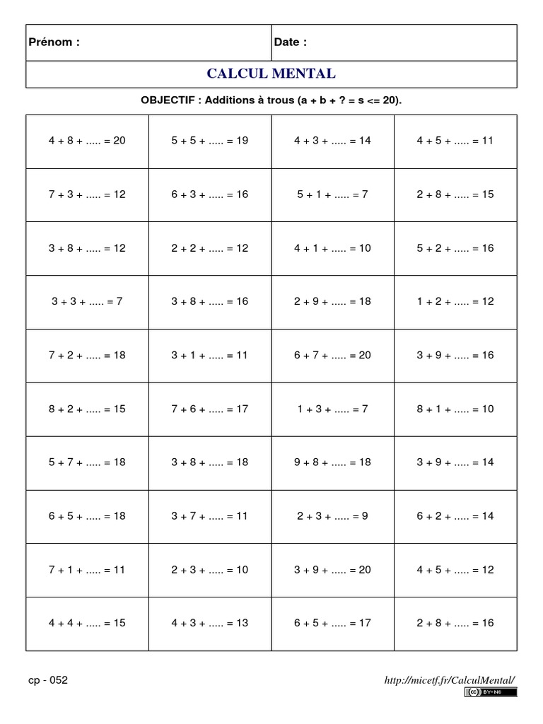 Calcul Mental | PDF