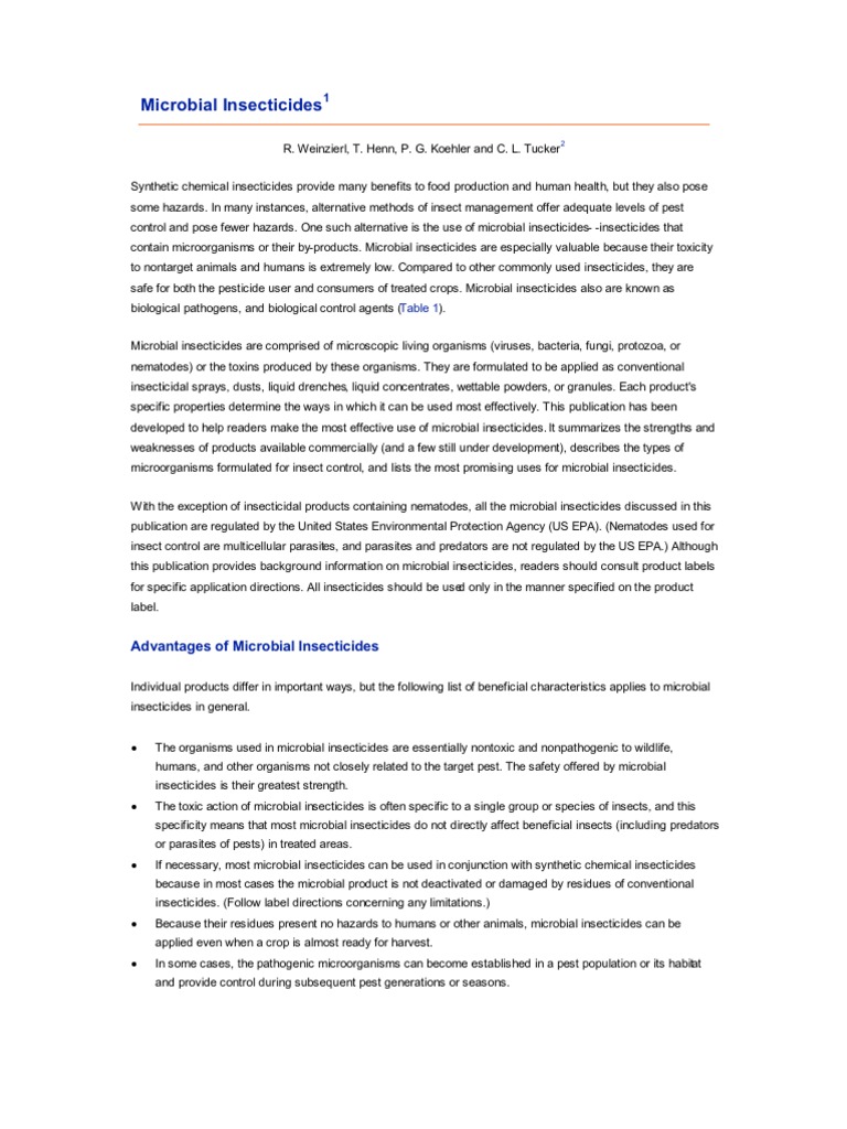 Microbial Insecticides | PDF | Insecticide | Biology