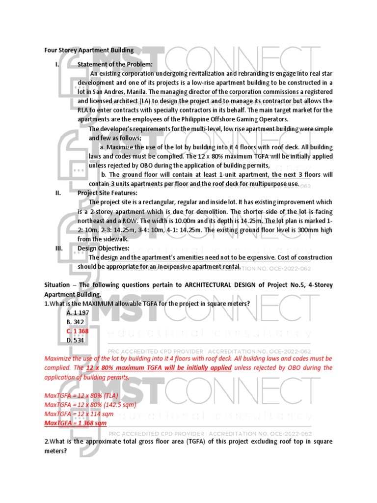 Four Storey Apartment Building Answer Key | PDF | Apartment | Real Estate