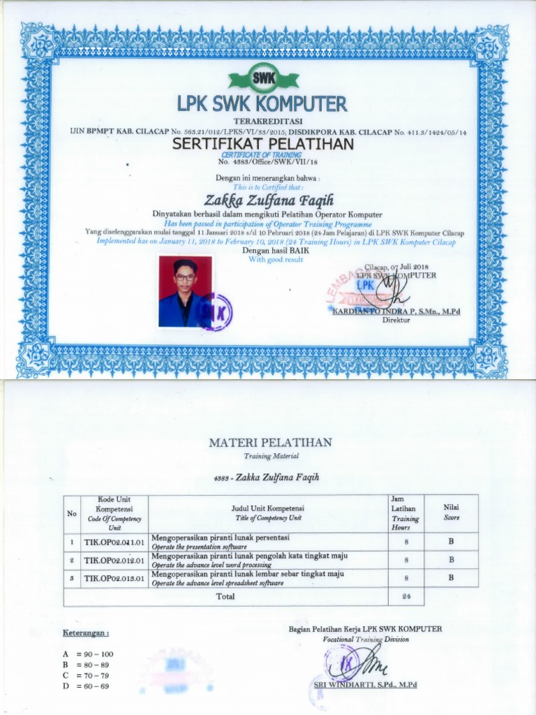 Sertifikat Komputer | PDF