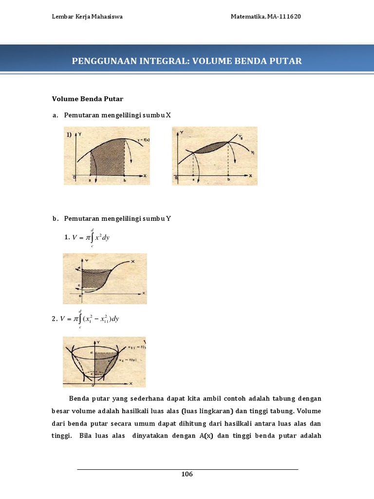 Volume Benda Putar dengan Integral | PDF