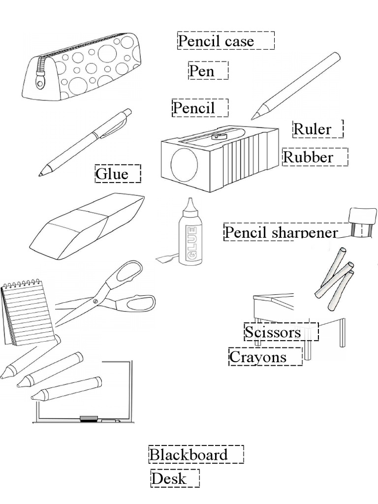 Flashcards Classroom Objects BW | PDF