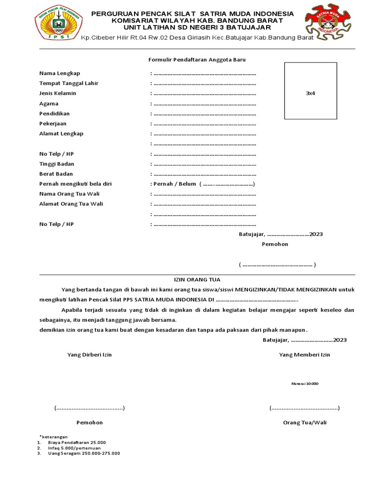 Formulir Pendaftaran Anggota Baru BJJ | PDF