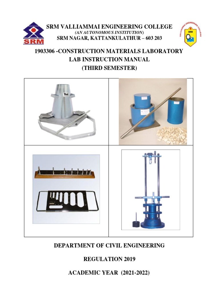 Construction Materials Lab Manual | PDF | Density | Concrete