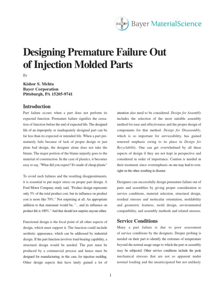 Failure-Injection Molded Parts | PDF | Stress (Mechanics) | Creep ...