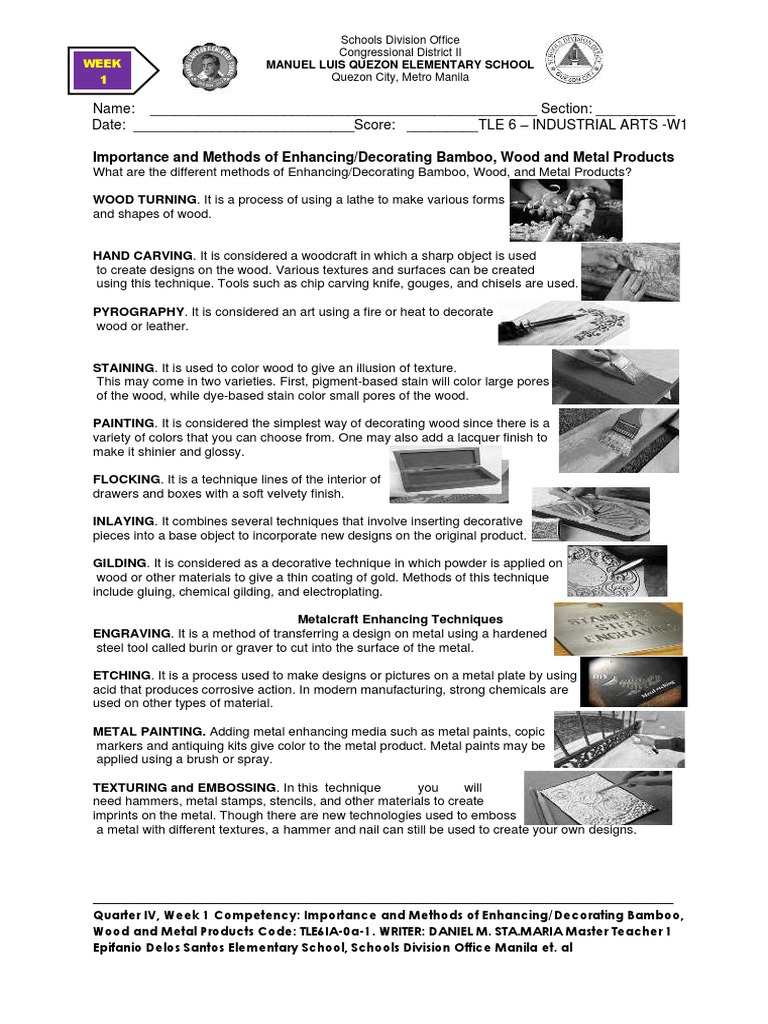Tle 6 - Ia-Las-Week 1-Q4 | PDF | Varnish | Paint