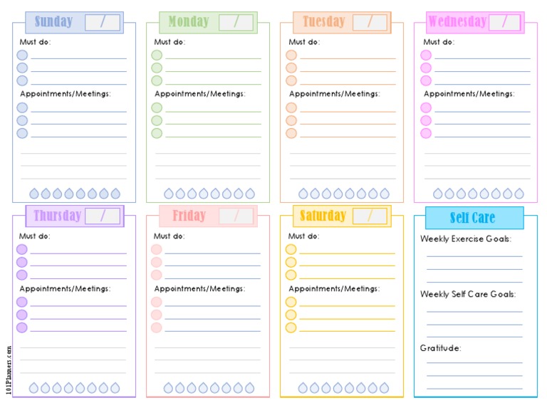 Printable Weekly Planner Colorful | PDF