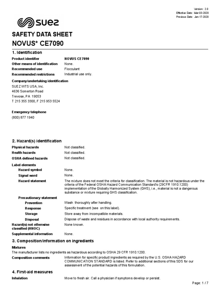 Novus SDS | PDF | Dangerous Goods | Firefighting