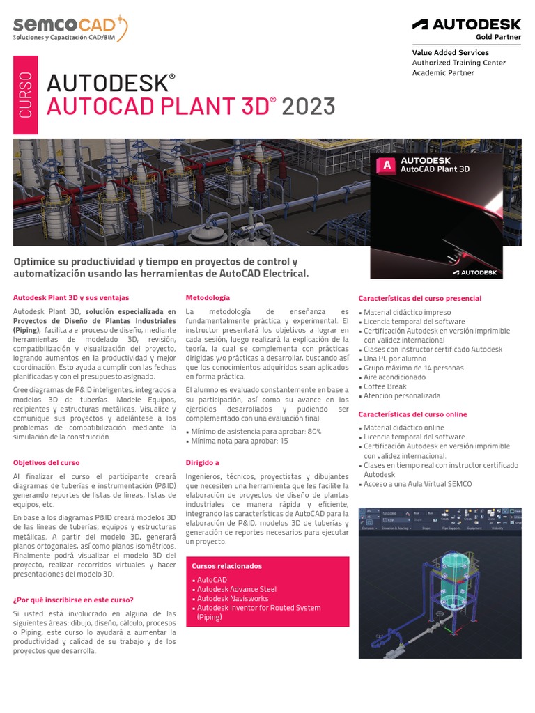 Brochure 2023 Autocad Plant 3D | PDF | Cad automático | Autodesk