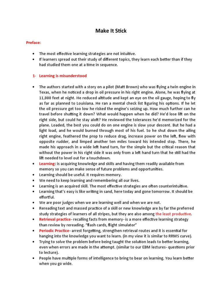 Make It Stick | PDF | Recall (Memory) | Learning