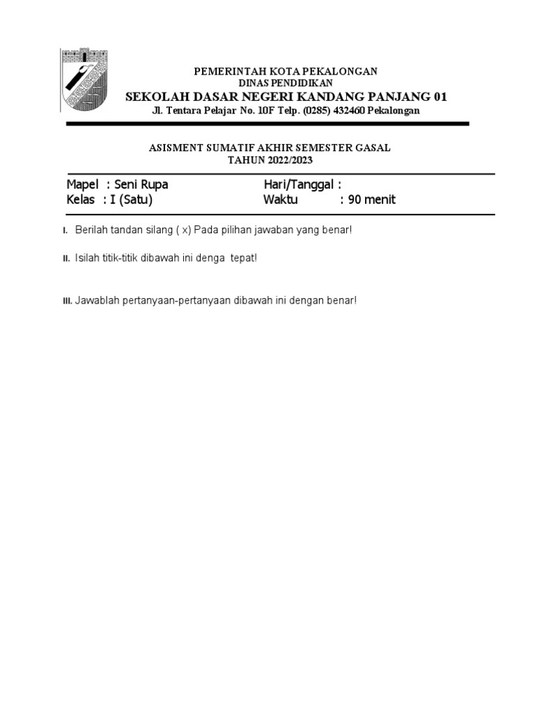 Kop Asisment Sumatif Akhir Semester | PDF