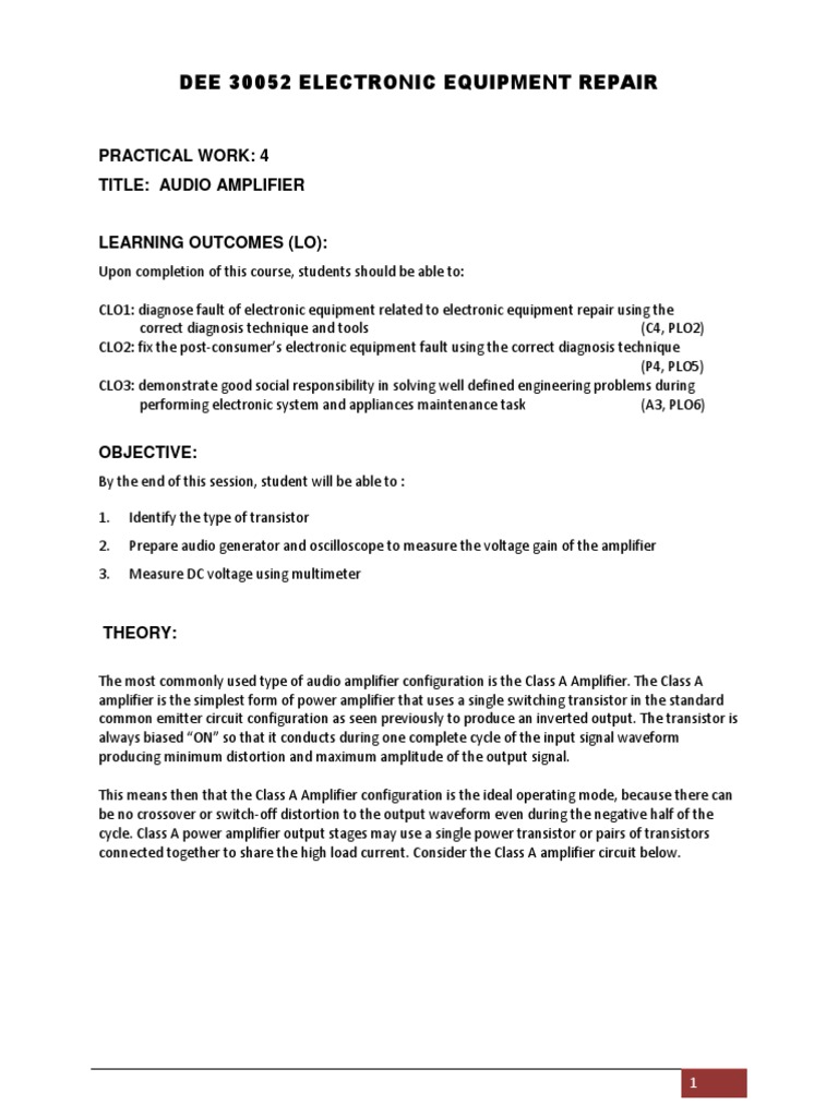 Practical Work 4 | PDF | Amplifier | Information And Communications ...