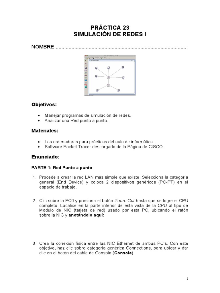 Simulación de Red Punto a Punto en Packet Tracer | PDF | Controlador de ...