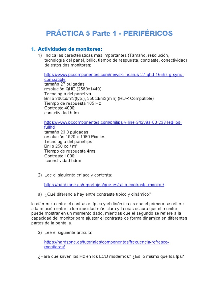 Práctica Tema 5 Parte 1 - Periféricos | PDF