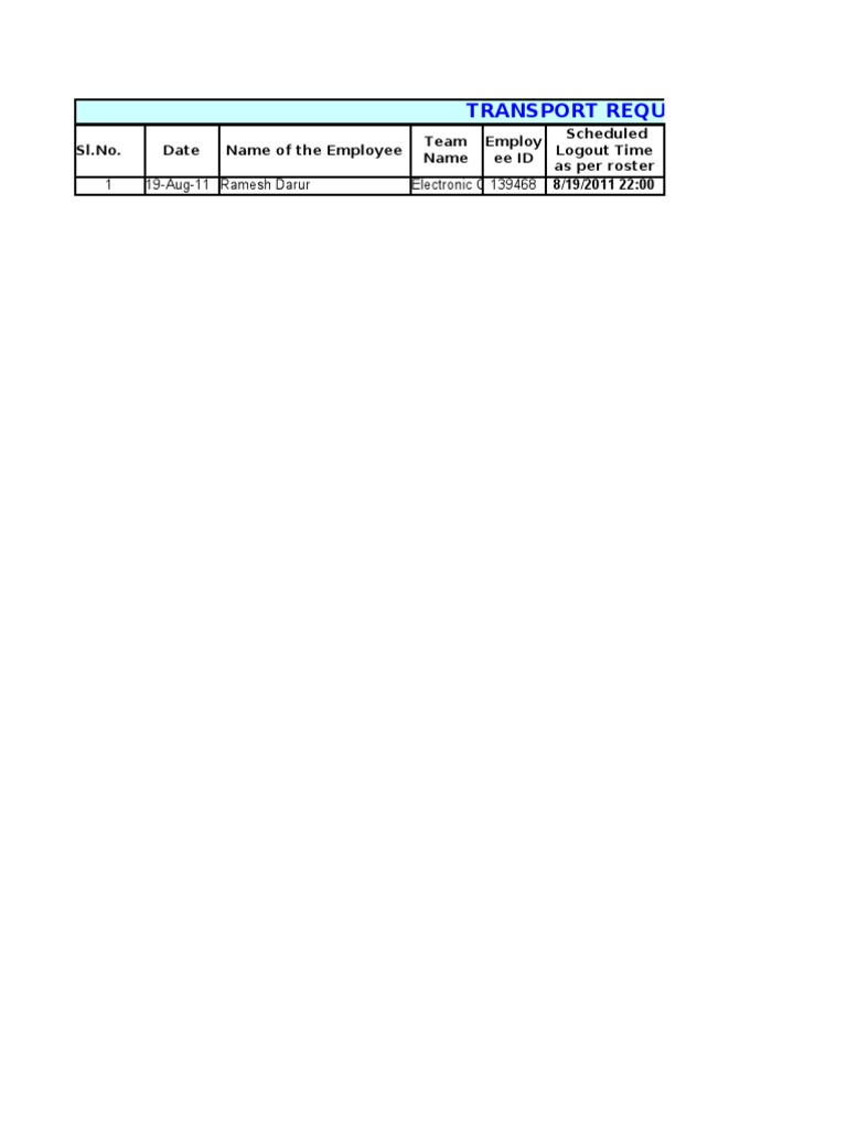 Transport Requisition Form Template | PDF