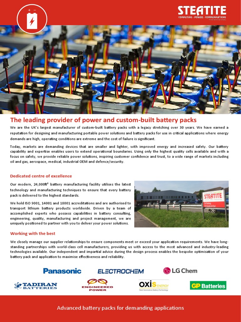 Steatite Batteries Overview Rev1 | PDF | Rechargeable Battery | Energy ...