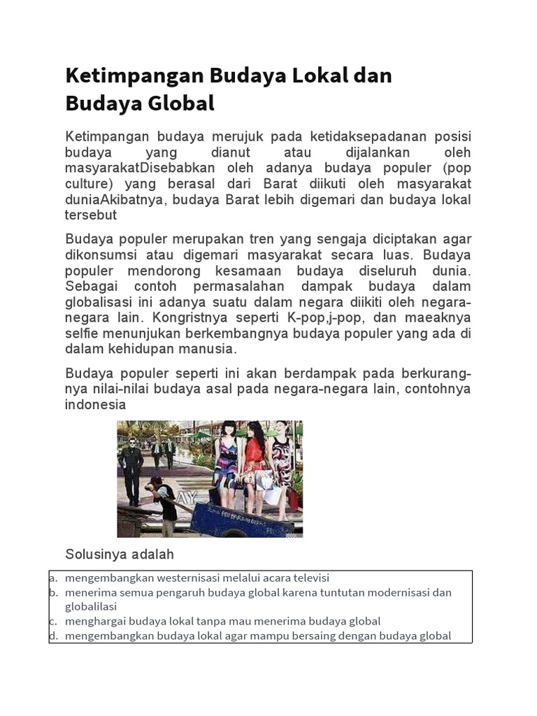 Ketimpangan Budaya Lokal Dan Budaya Global | PDF
