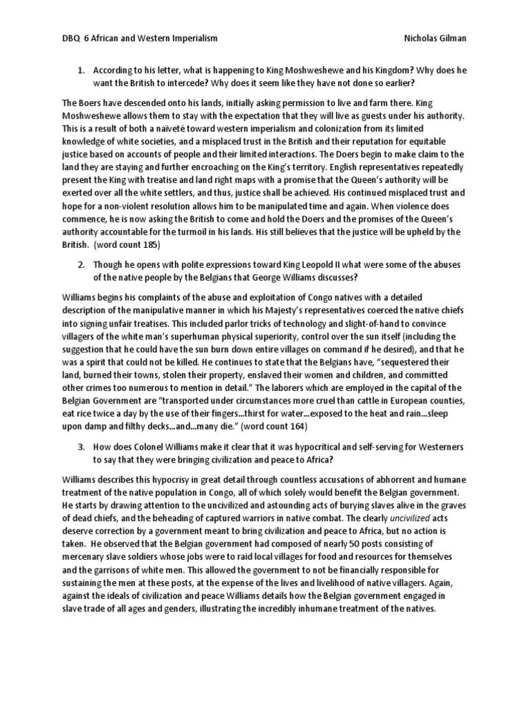 DBQ 6 African and Western Imperialism | PDF