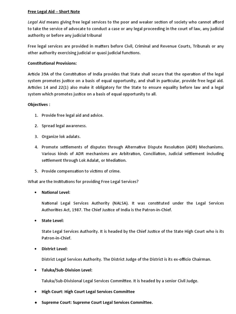 Exam - Free Legal Aid | Download Free PDF | Alternative Dispute ...