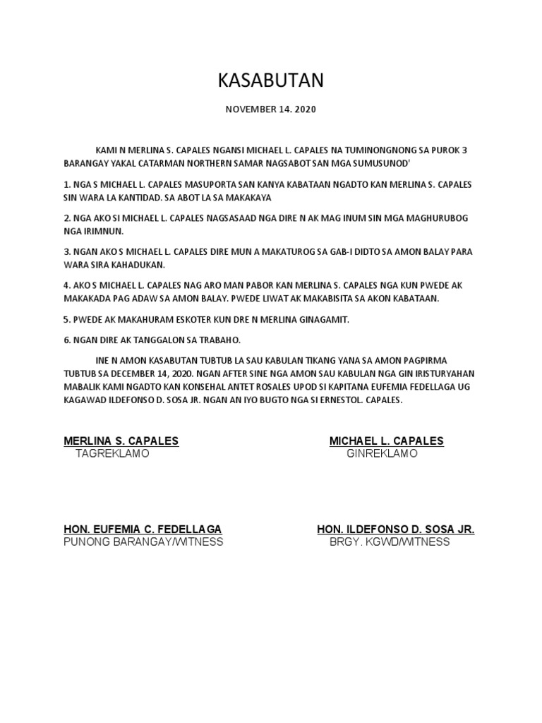 Kasabutan Ni Dodoy | PDF