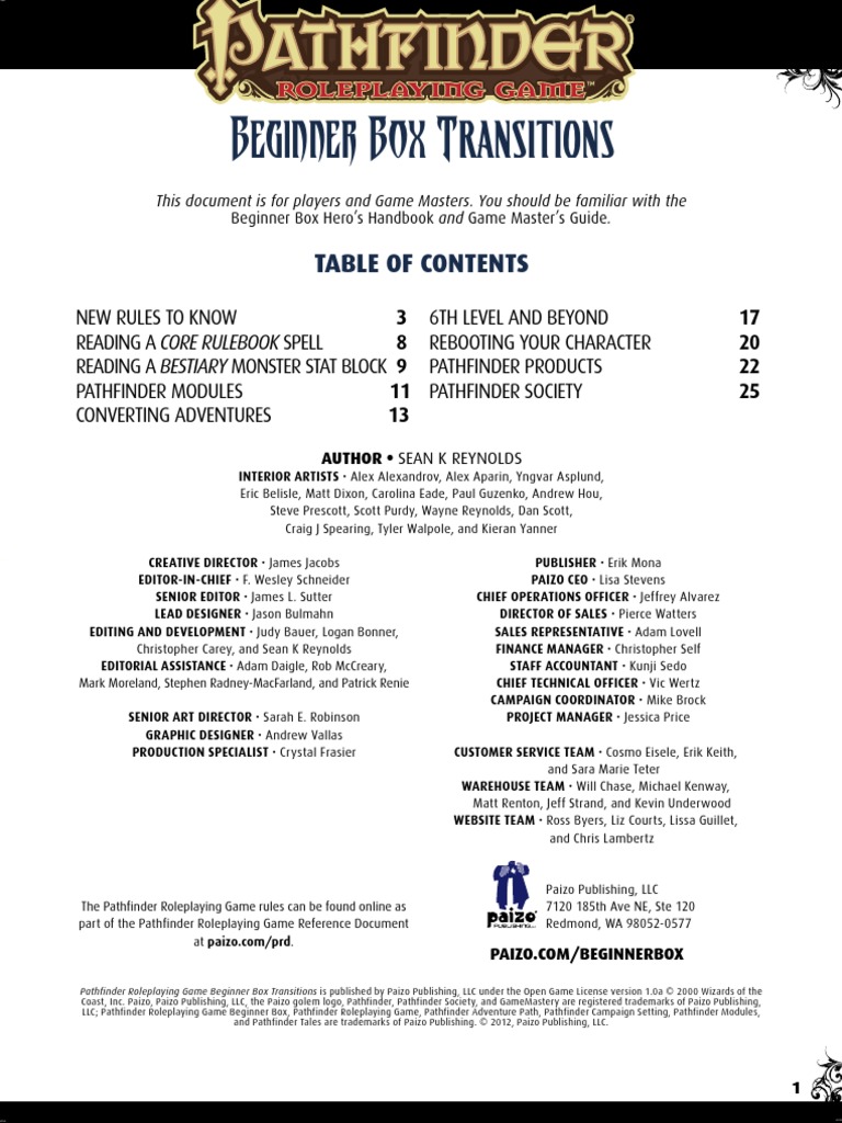 Beginner Box - Transitions | Download Free PDF | Role Playing Games ...