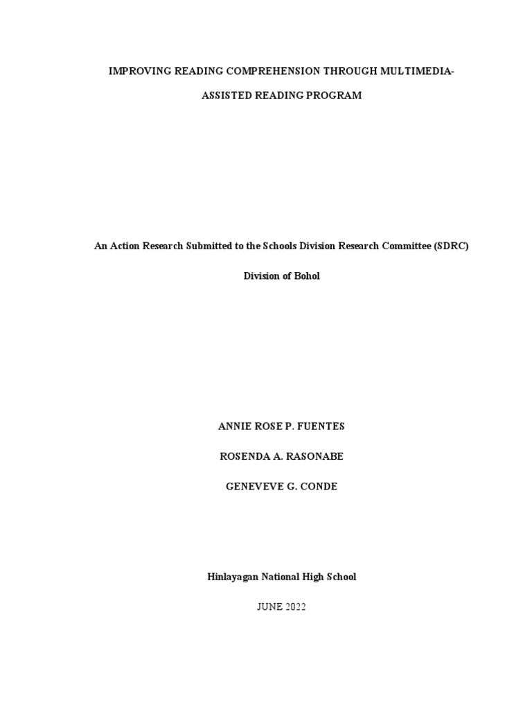 Action Research - Developing Reading Comprehension Through Multimedia Reading Program | PDF ...