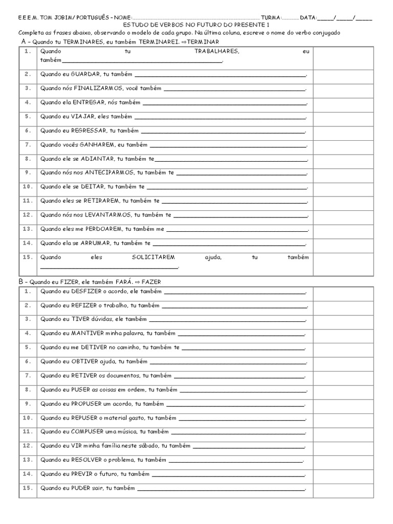 Verbos No Futuro Do Presente 1 | PDF