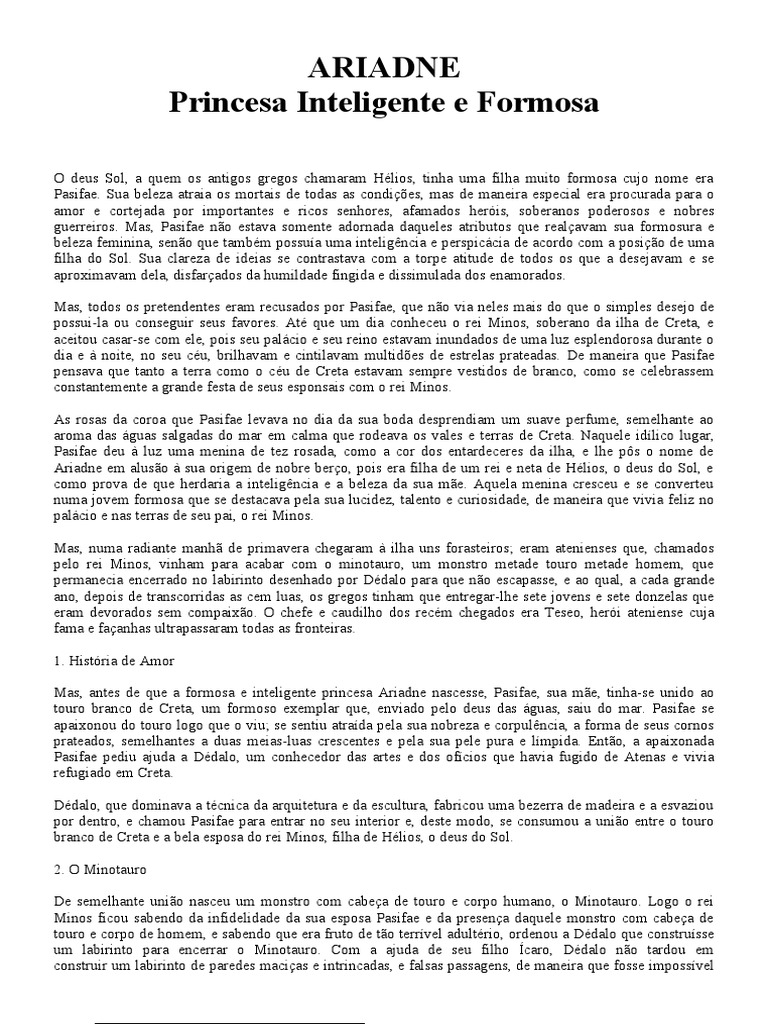 Ariadne - Princesa Inteligente e Formosa (.) | PDF | Minotauro