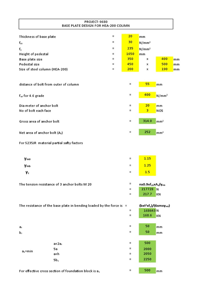 Base Plate Deign For Hea200 | PDF | Bending | Column
