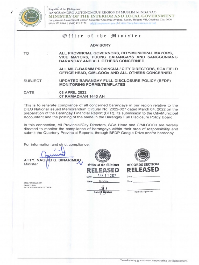 BFDP Monitoring Form | PDF