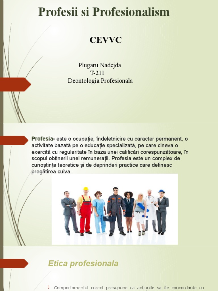 Profesii Si Profesionalism | PDF