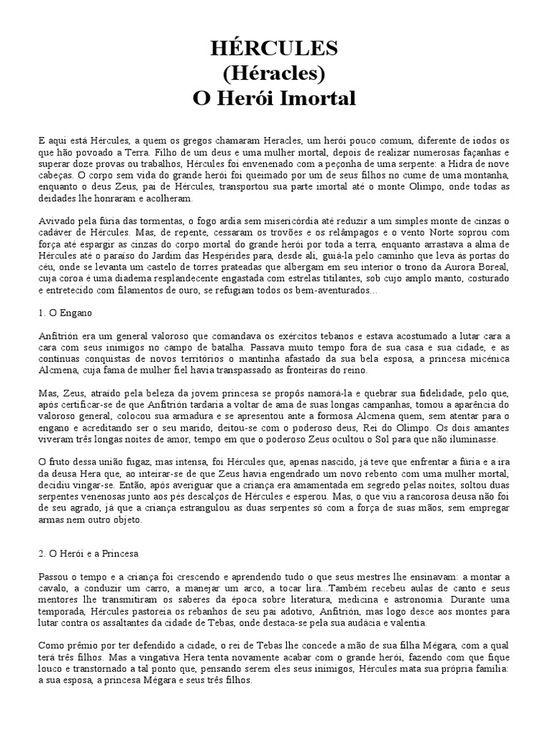 Hercules - Heracles - Heroi Imortal (.) | PDF | Hera